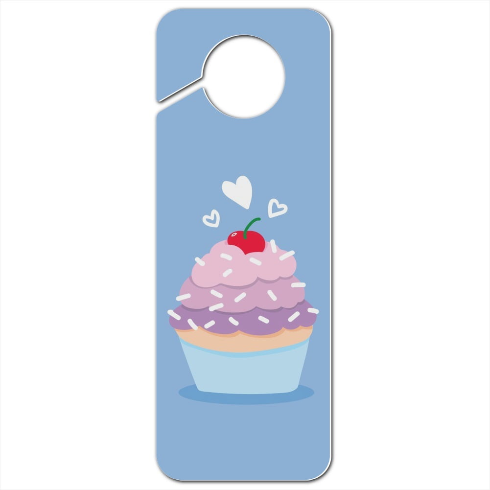 Cute Cupcake Vanilla Cherry with Sprinkles Plastic Door Knob Hanger ...