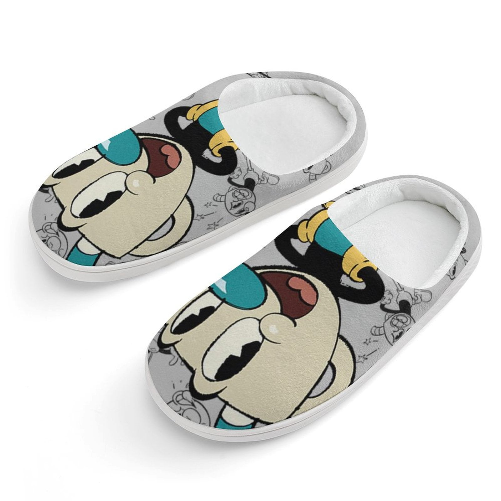 Cute Cuphead Kid's Cotton Slippers Winter Warm Soft Plush Slippers with ...