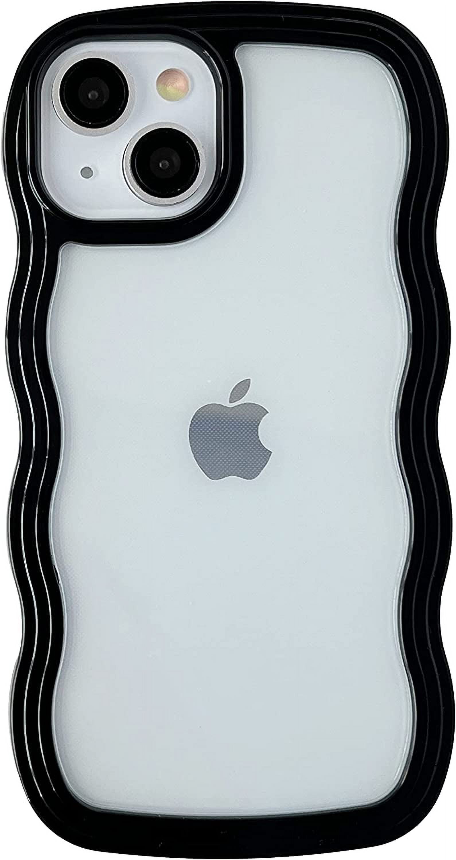 Cute Curly Wave Frame Shape Shockproof Soft Compatible with iPhone Case (White,iPhone 12 ...