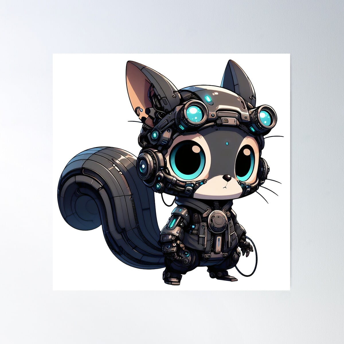 Cute Cyberpunk Robot Squirrel! Poster Wall Art, Modern Wall Decor For ...