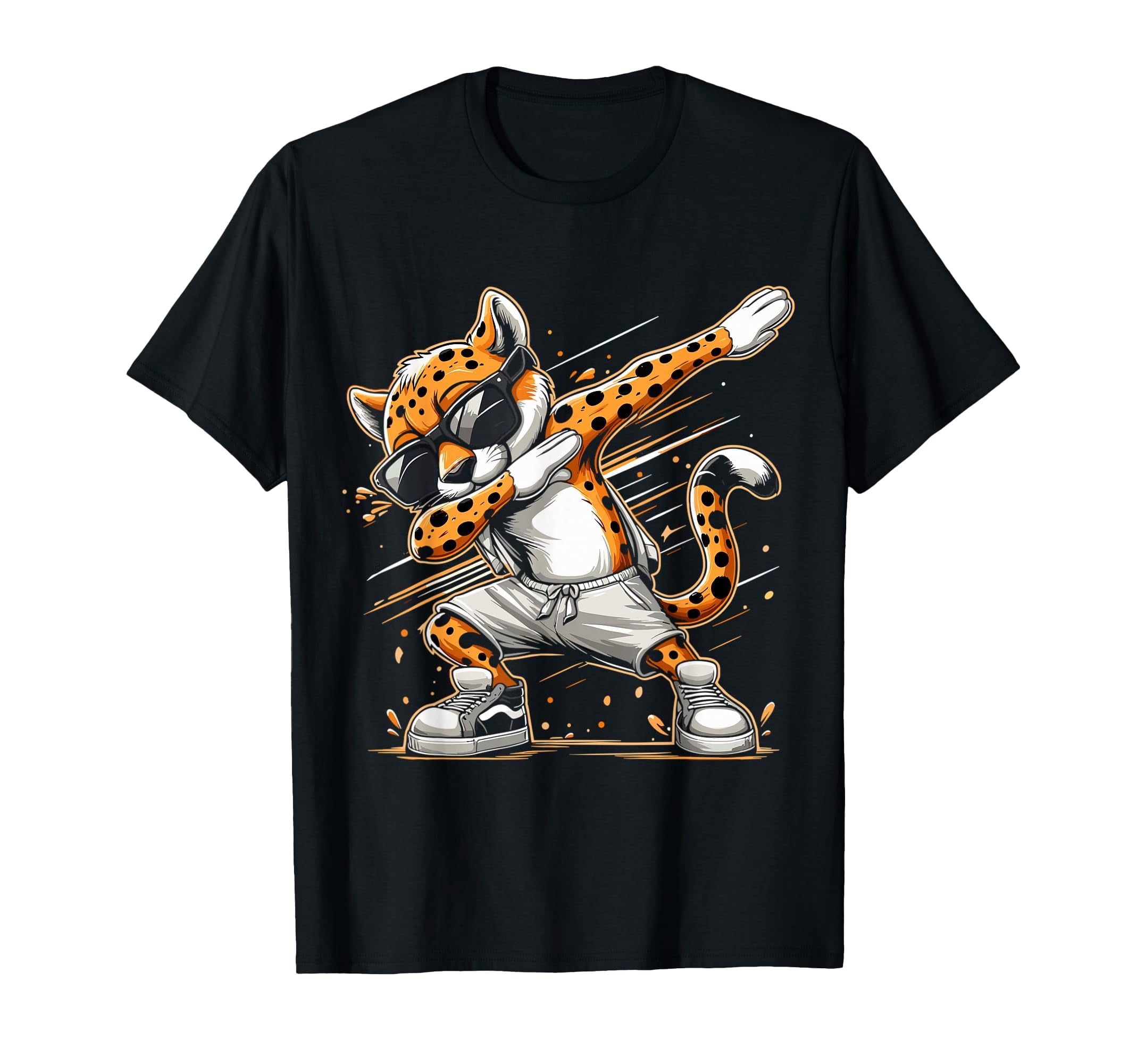 Cute Dabbing Cheetah with Glasses Graphic T-Shirt for Fun and Playful ...