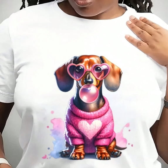Cute DachS1Hund Dog Wearing Pink Sweater And Heart Sungla1sses Blowing ...