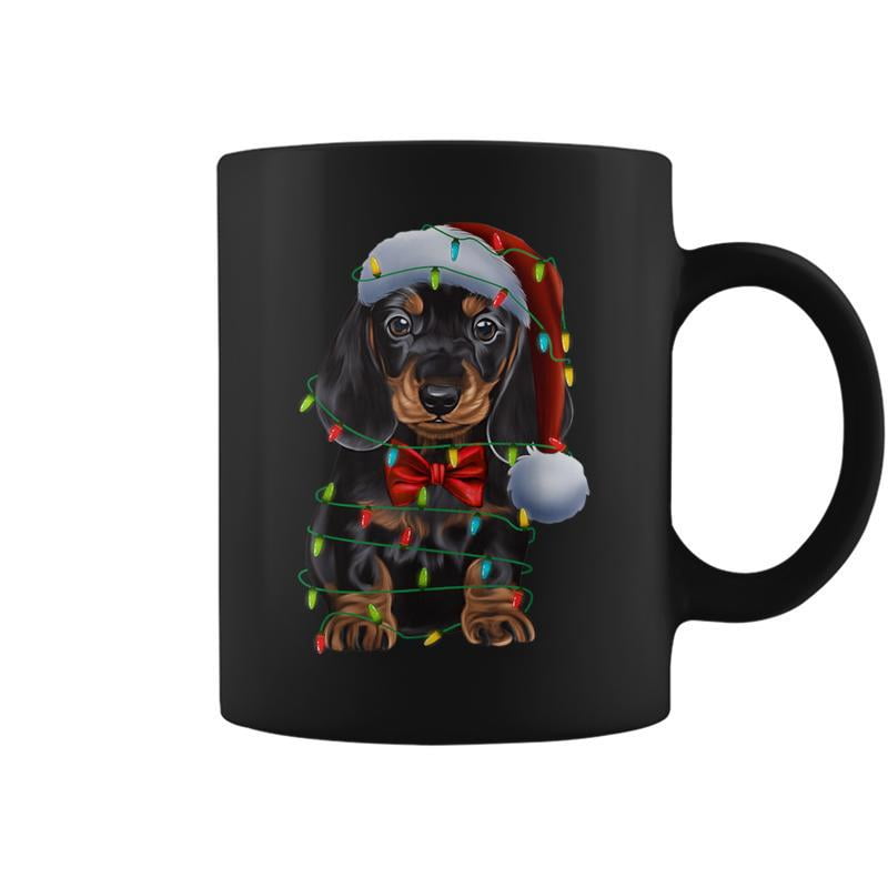 Cute Dachshund Dog Santa Hat Christmas Lights Pet Owner Coffee Mugs ...