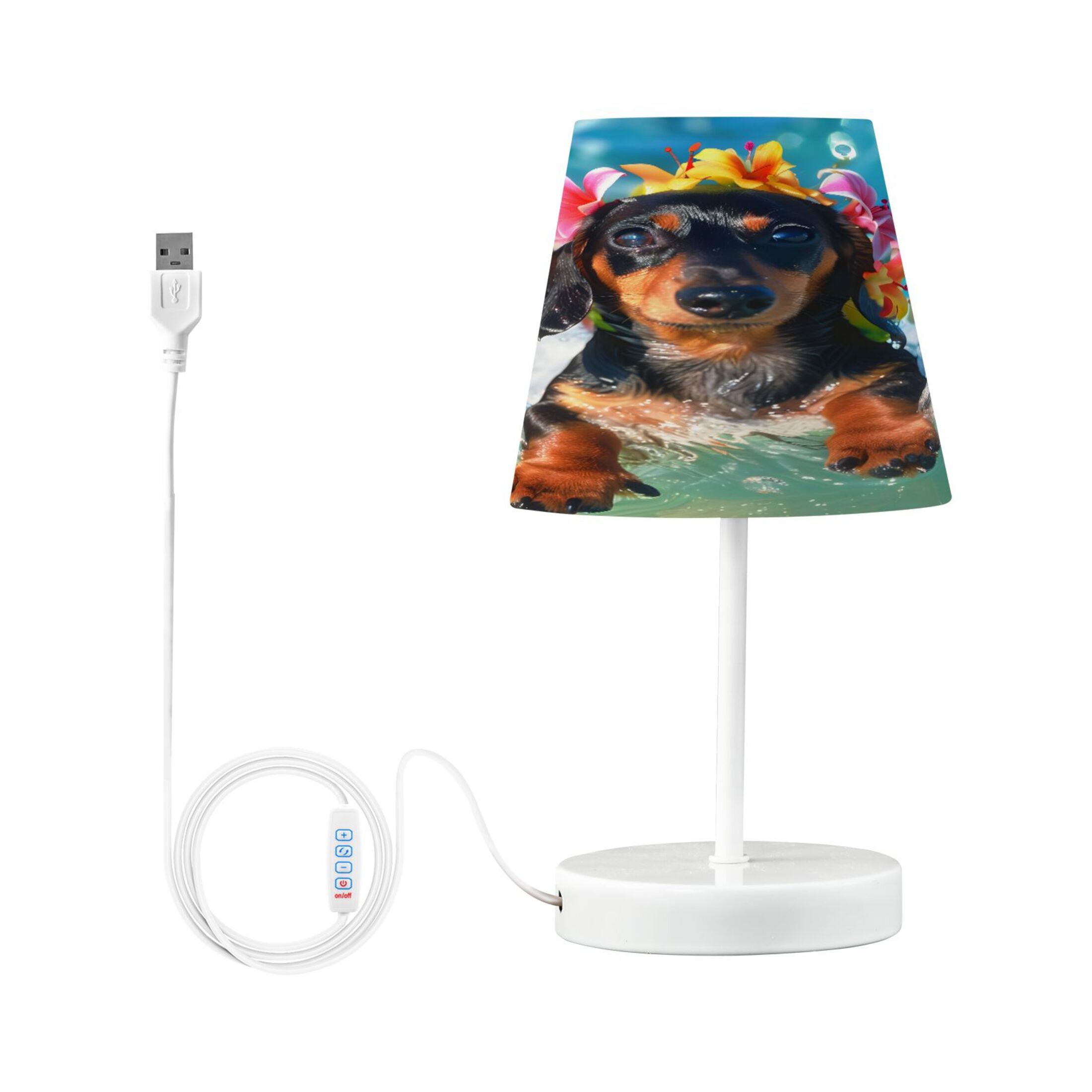 Cute Dachshund Dog Surfing on Wave Desk Lamp LED Table Nightstand Lamps ...