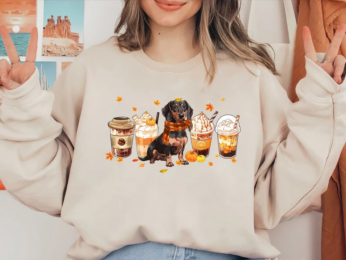 Cute Dachshund Fall Shirt, Fall Coffee Shirt, Pumpkin Spice Latte Iced ...