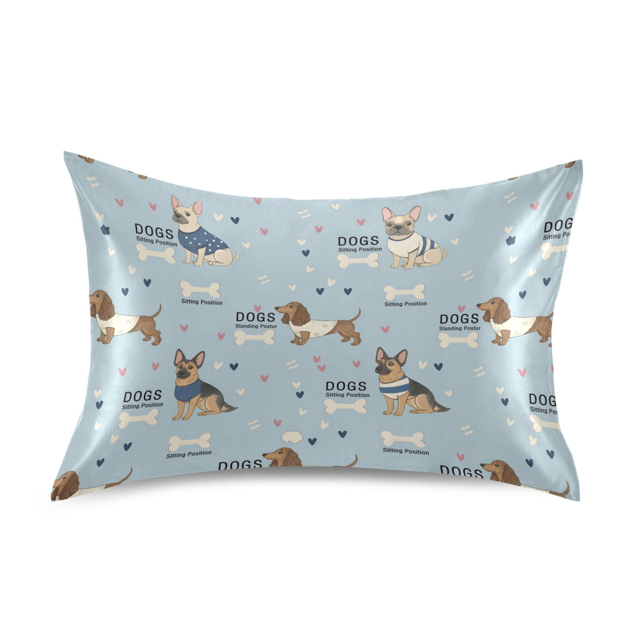 Cute Dachshund German Shepherd Pattern King Size Satin Pillowcase 40 ...