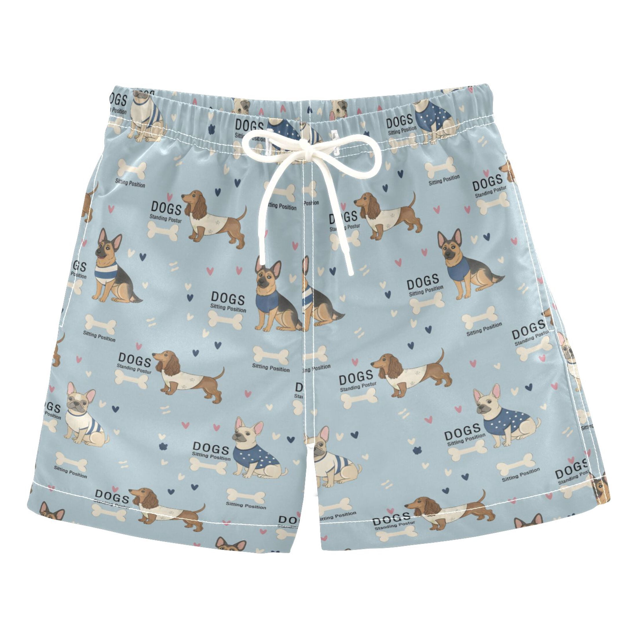 Cute Dachshund German Shepherd Pattern Swim Trunks Quick Dry Beach Pool ...