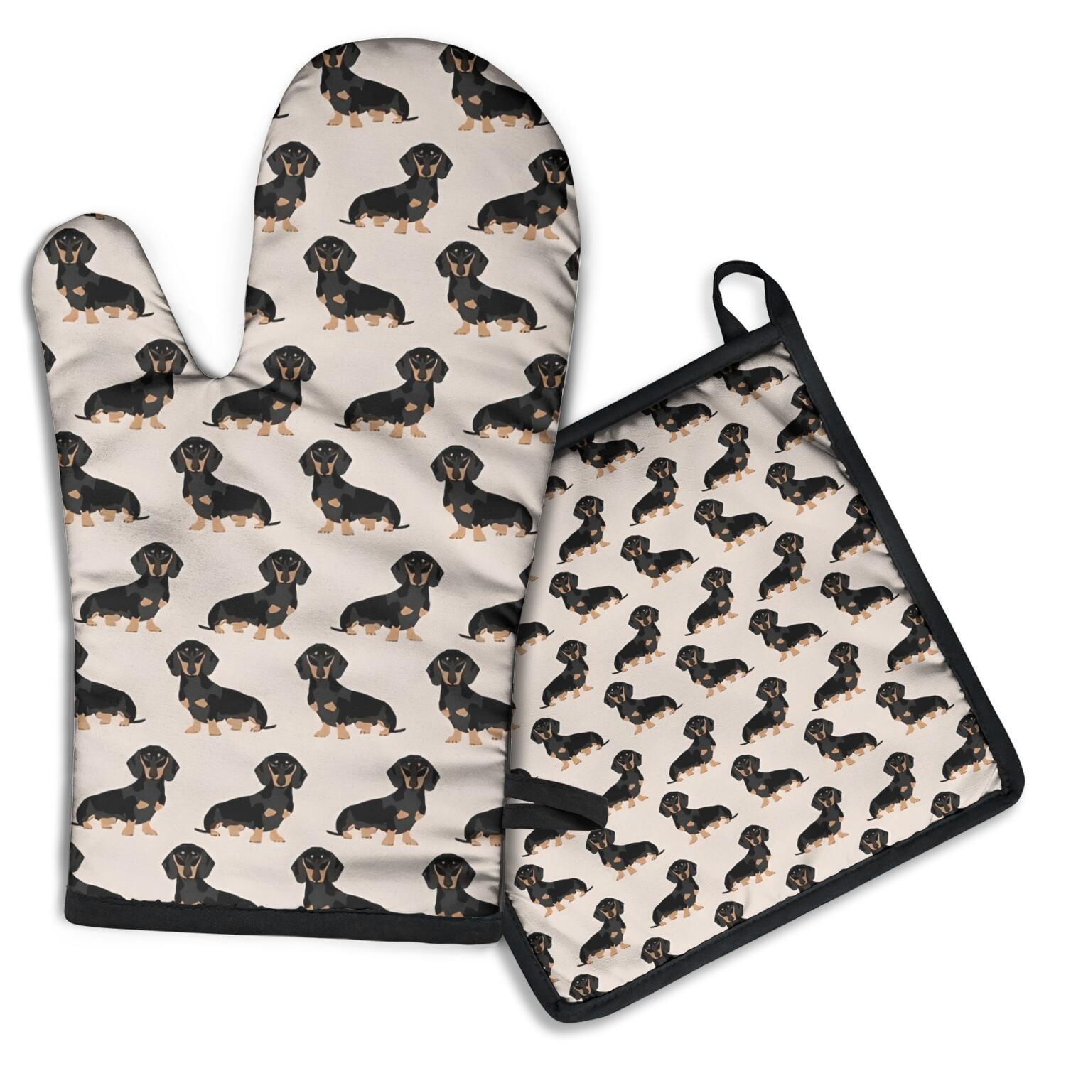 Cute Dachshund Kitchen Oven Mitt and Pot Holder Sets 2 Pcs for Baking ...