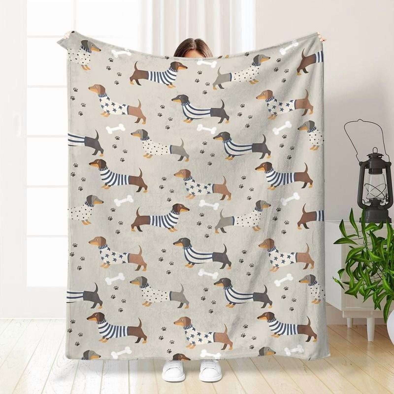 Cute Dachshund Pattern Blanket, Soft Comfortable Warm Throw, Air ...