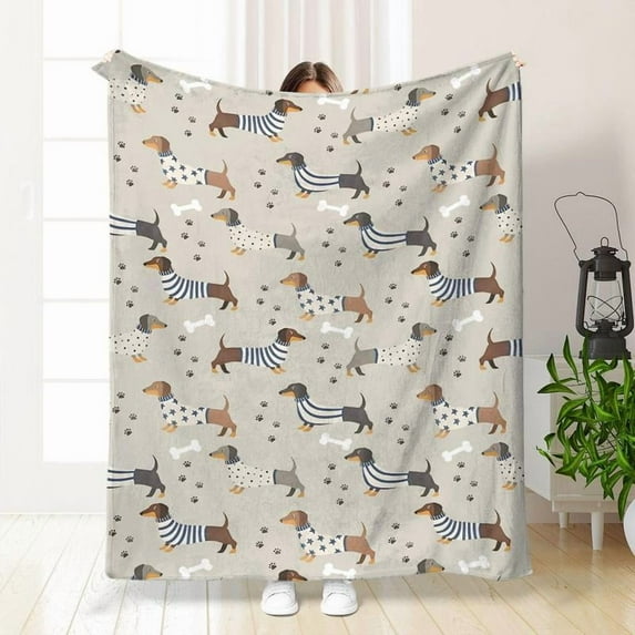 Cute Dachshund Pattern Blanket, Soft Comfortable Warm Throw, Air ...