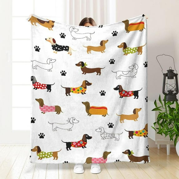 Cute Dachshund Pattern Blanket, Soft Comfortable Warm Throw, Air ...
