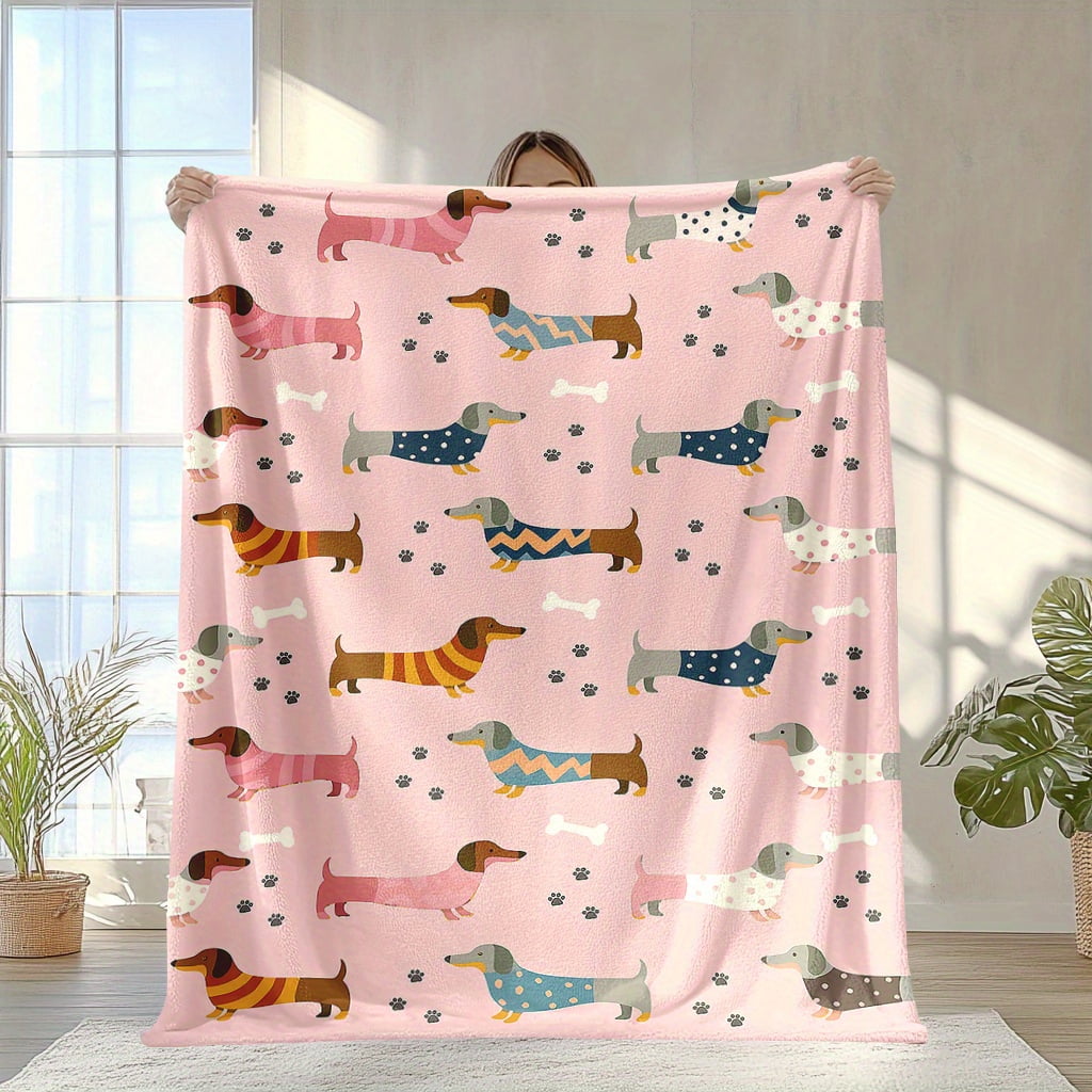 Cute Dachshund Pattern Blanket, Soft and Warm for All Seasons - Perfect ...