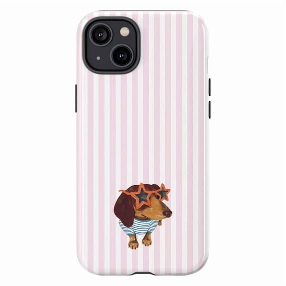 Cute Dachshund with Star Glasses Phone Case for iPhone 17 16 15 14 13 ...