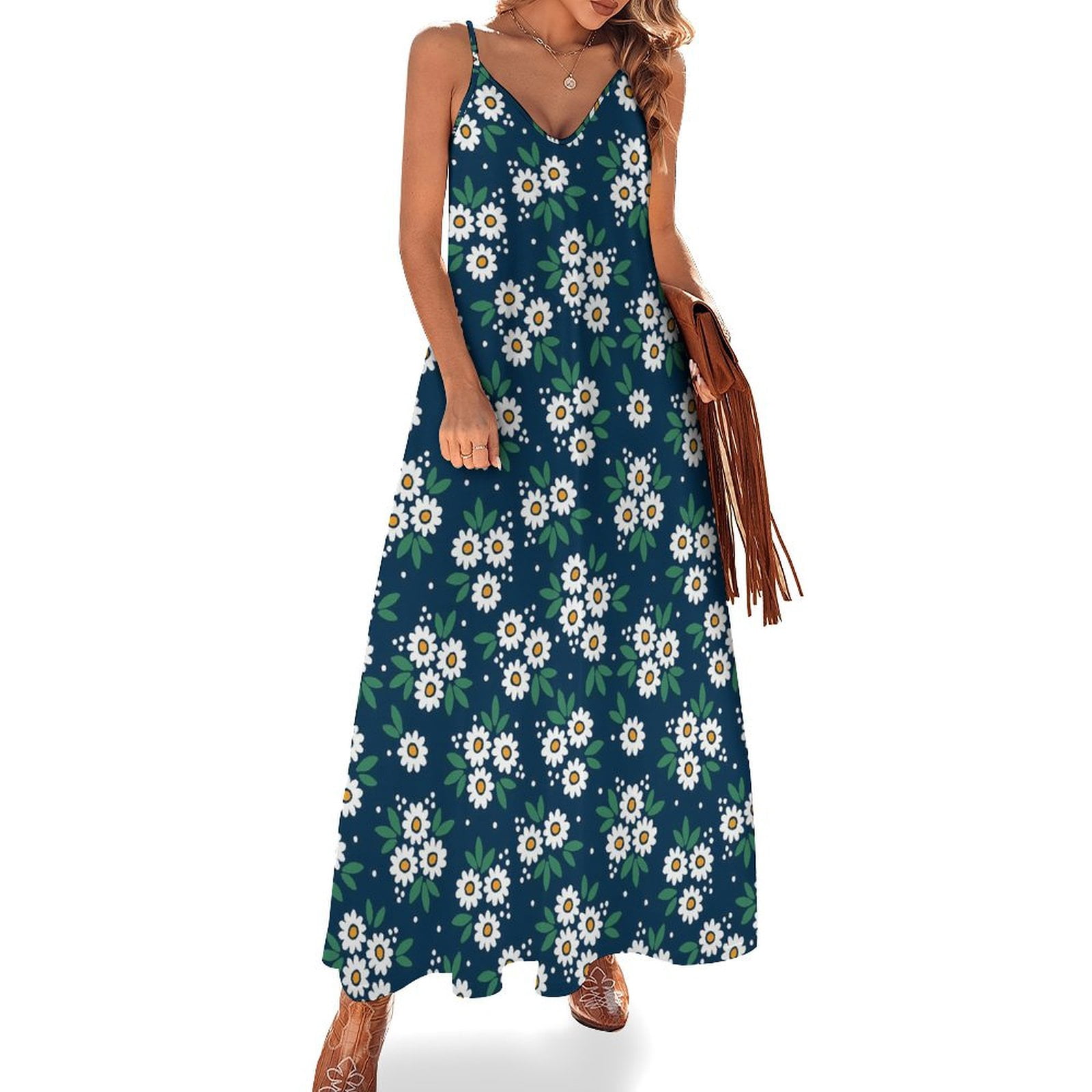 Cute Daisies Dress Floral Blossom Elegant Maxi Dress Strap Aesthetic ...