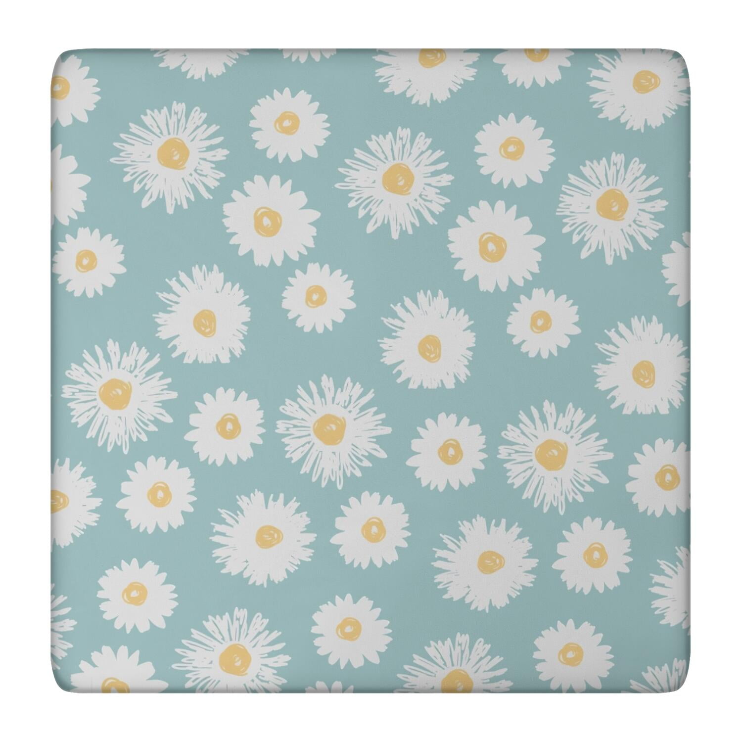 Cute Daisy Floral Table Cover - Elastic Square Tablecloth, Vintage Boho ...