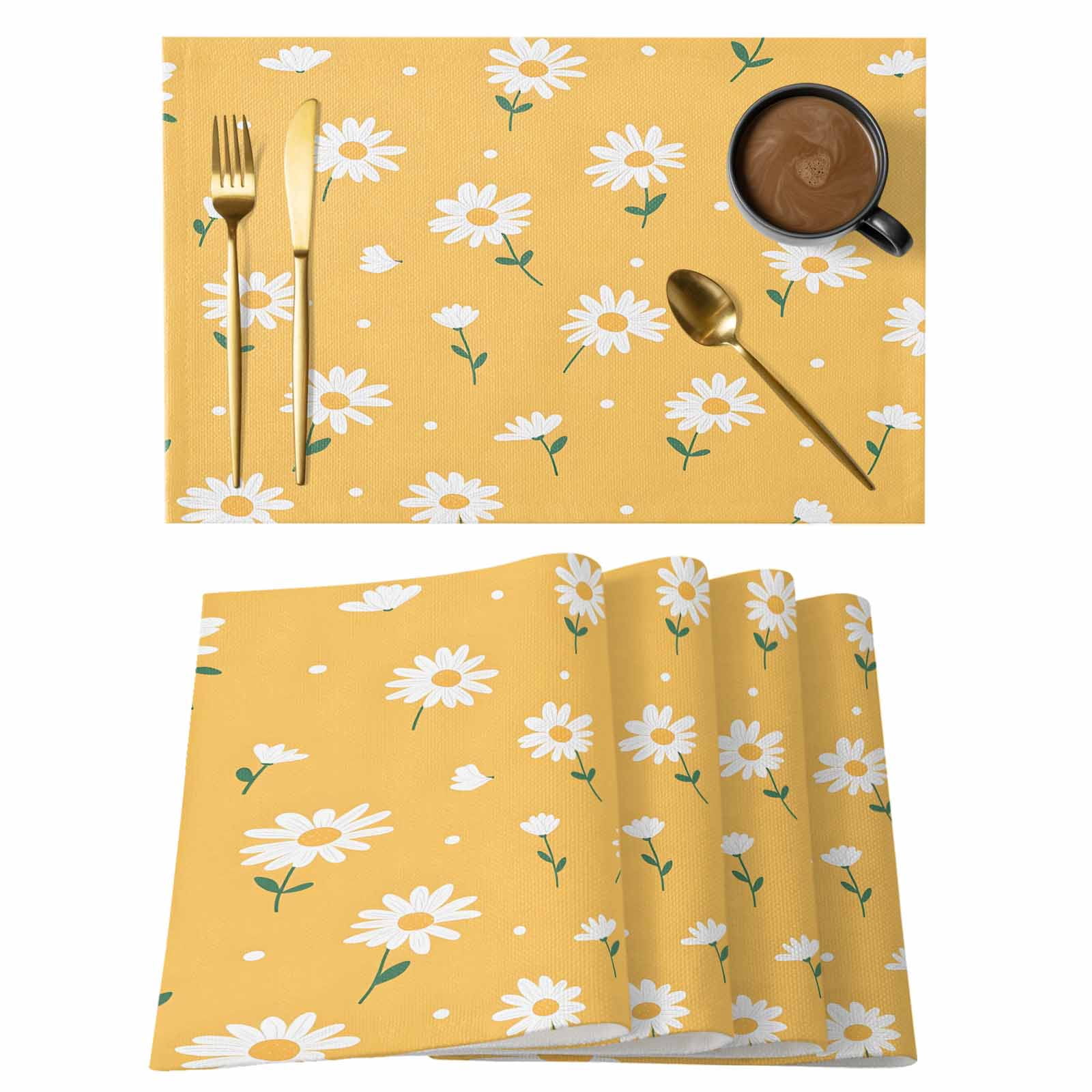 Cute Daisy Placemats Set of 1, Cartoon Floral Non-Slip Place Mats ...