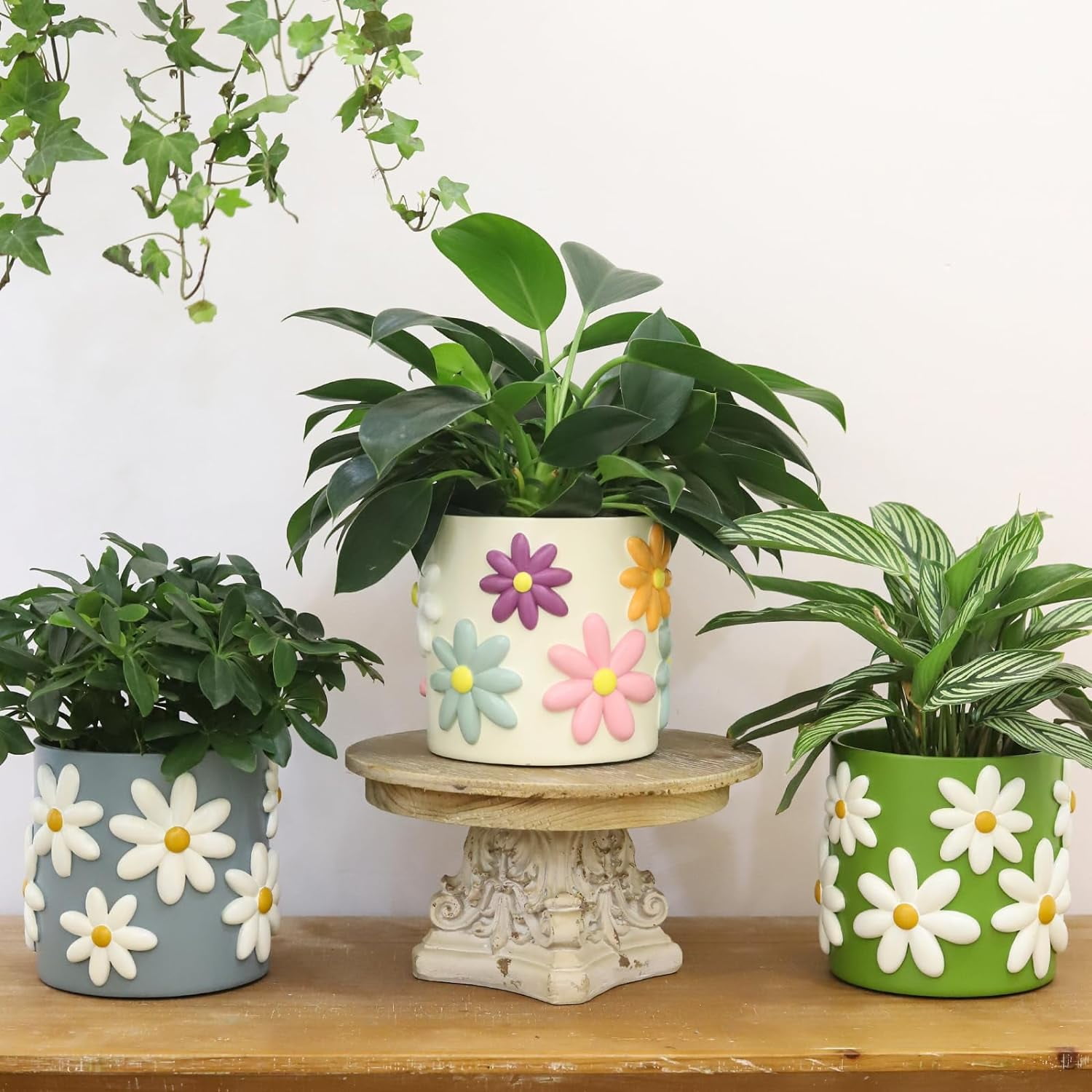 Cute Daisy Planters, Decorative Plant Pots with Drainage Holes, Funny ...