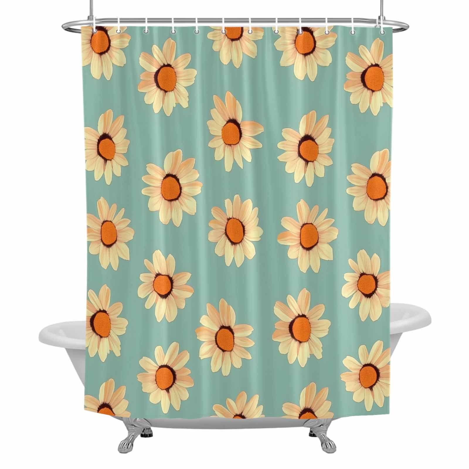 Cute Daisy Shower Curtain for Bathroom, Watercolor Flower Waterproof ...