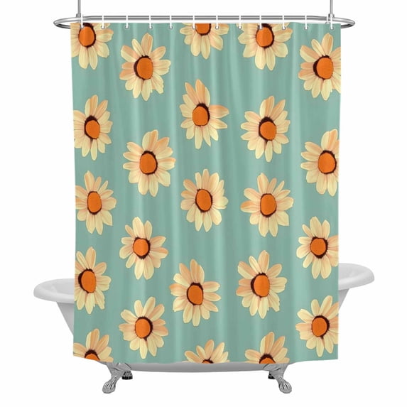Cute Daisy Shower Curtain for Bathroom, Watercolor Flower Waterproof ...