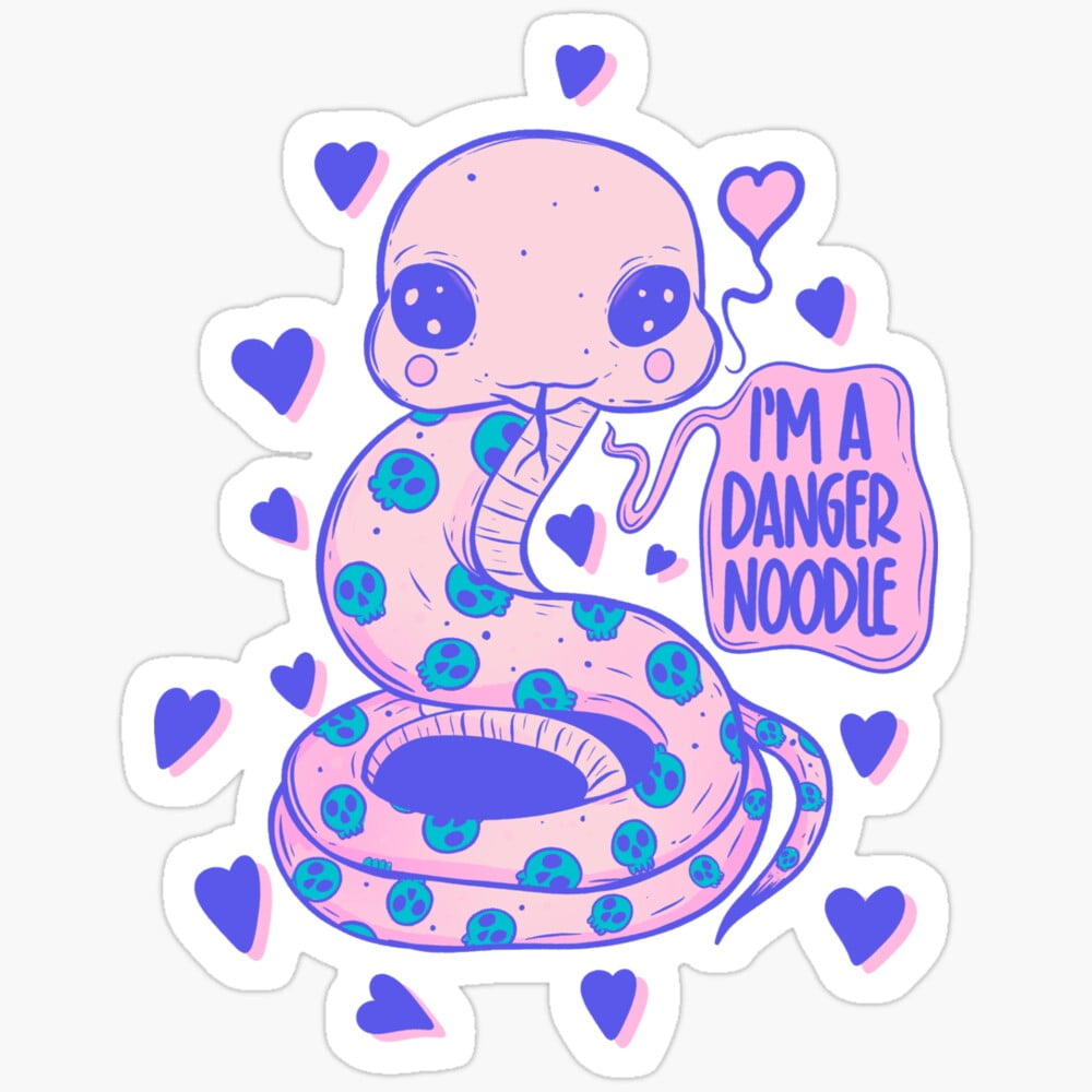 Cute Danger Noodle - Adorable Snake Sticker Phone Decal Water Bottle ...