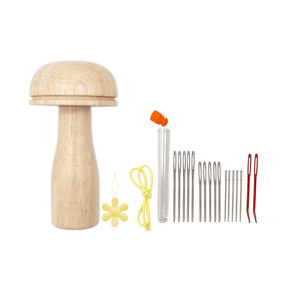 Cute Darning Set with Mushroom Shape Wooden Darner Sewing Tool Kit ...