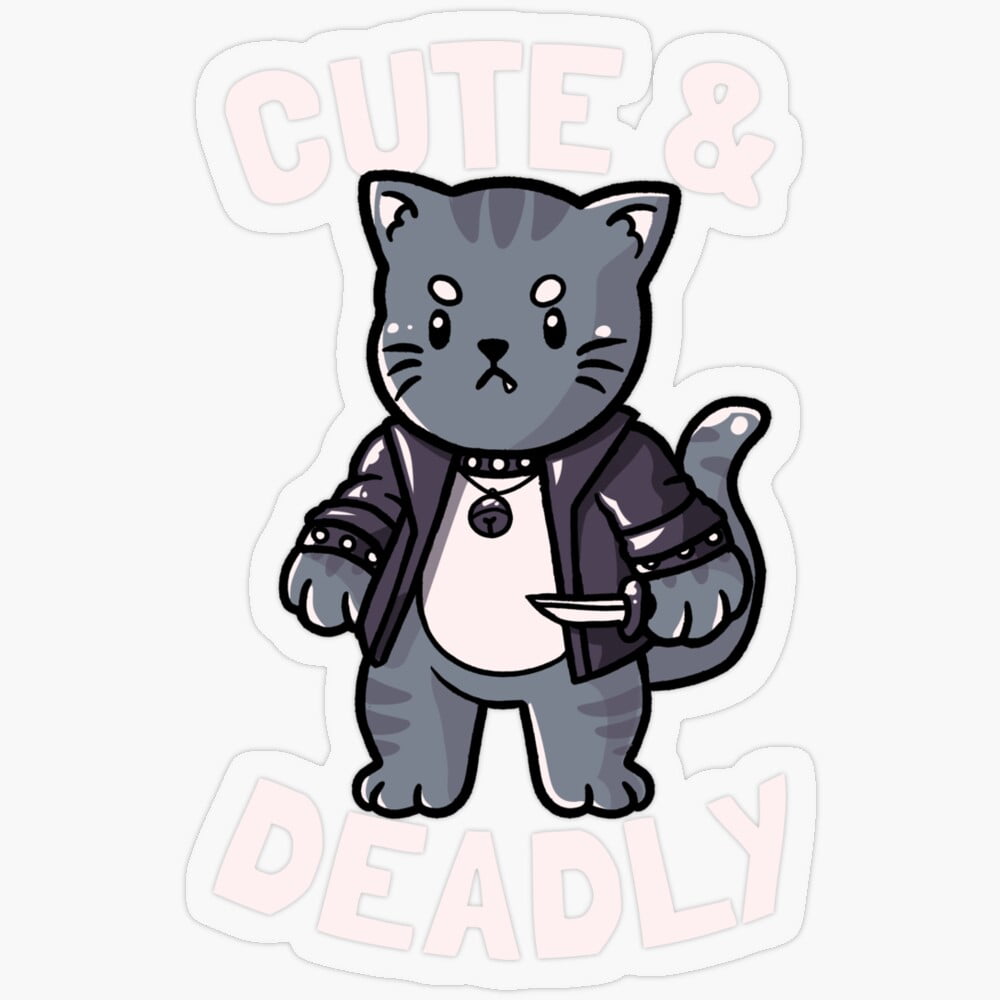 Cute & Deadly Evil Cat Gift Transparent Sticker Phone Decal Water ...