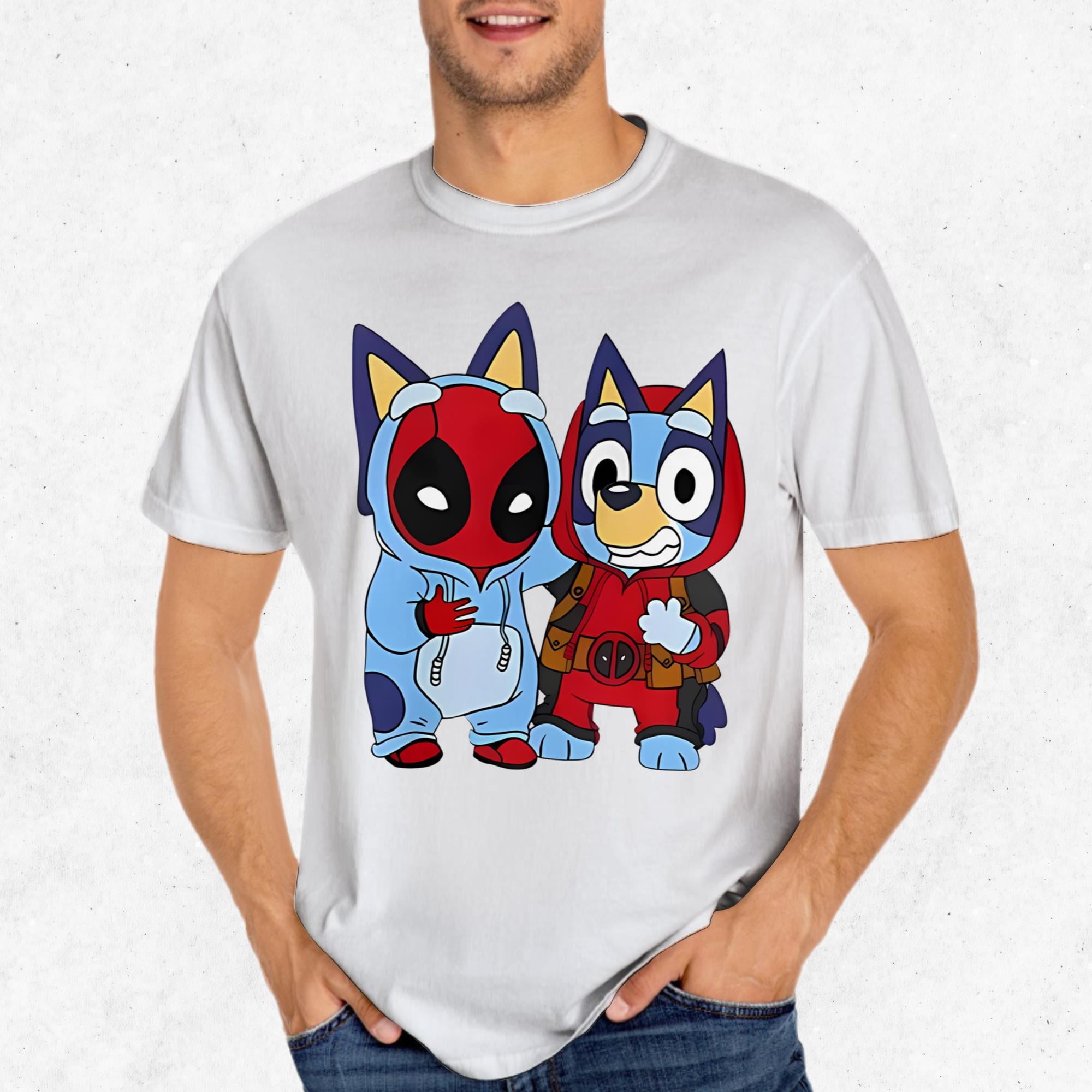 Cute Deadpool and Bluey Crossover T-Shirt - Adorable Fan Art Unisex ...