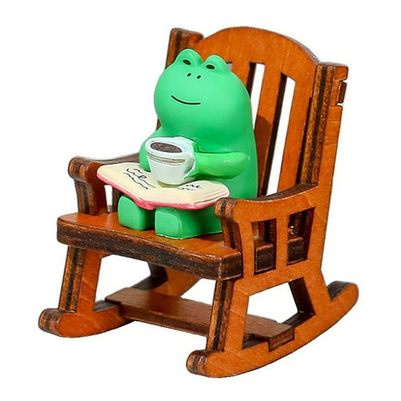 Cute Decompression Small Ornaments Frog Rocking Chair Office Desktop ...