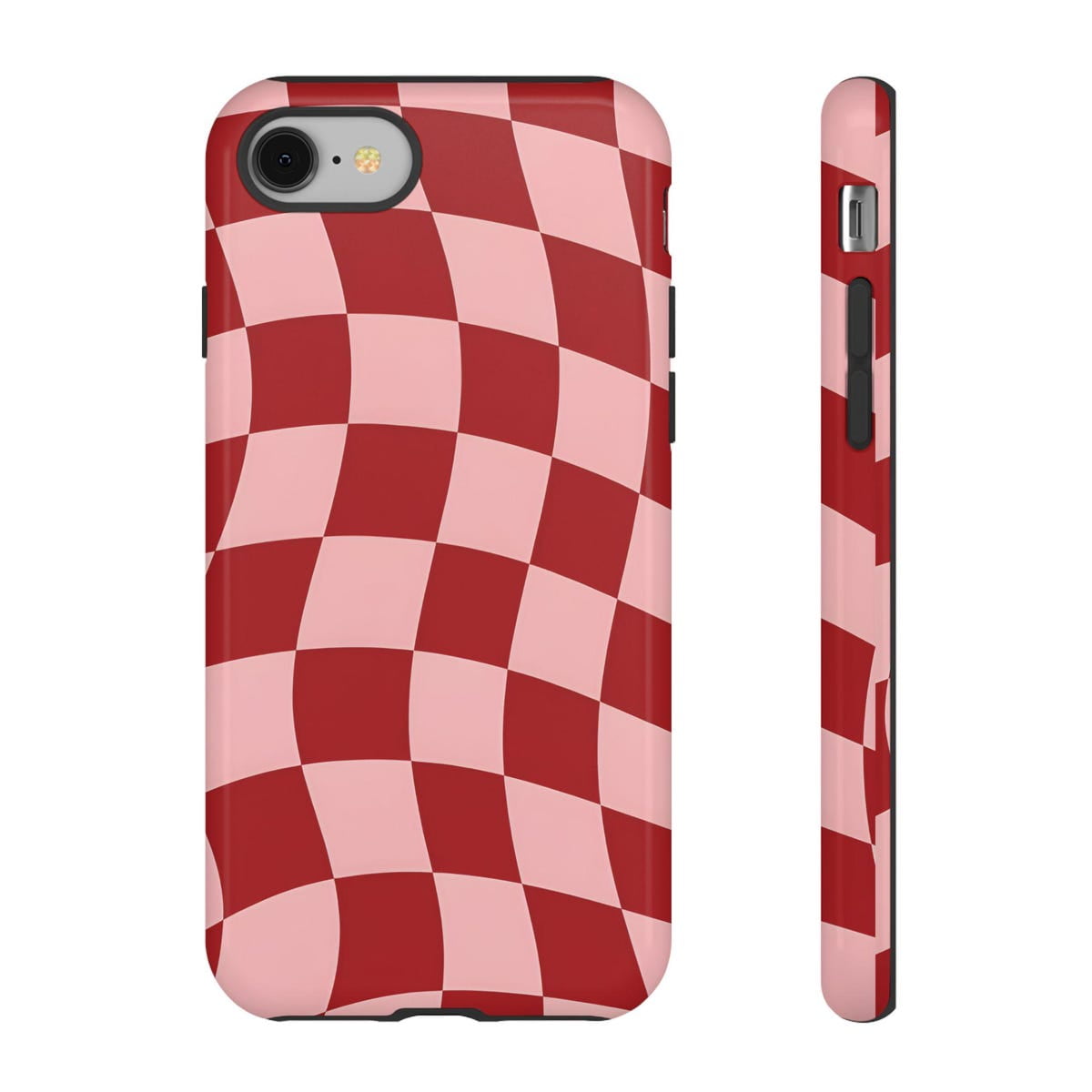 Cute Deep Red and Cream Checkered Checkerboard Phone Case with iPhone ...