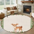 Cute Deer 6' Round Rug for Living Room Under Coffee Table, Spring Pink ...