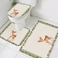 Cute Deer Bathroom Rugs Set Spring Pink Rose Flower Green Leaf Border ...