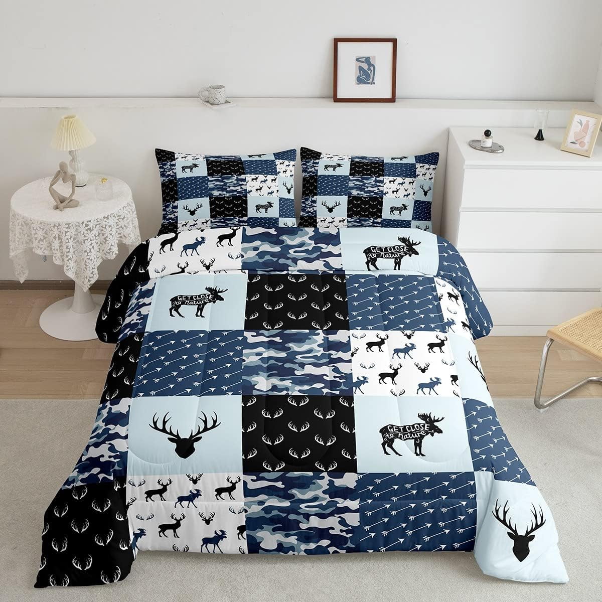 Cute Deer Comforter Set Full, Military Camo Bedding Set for Kids Boys ...