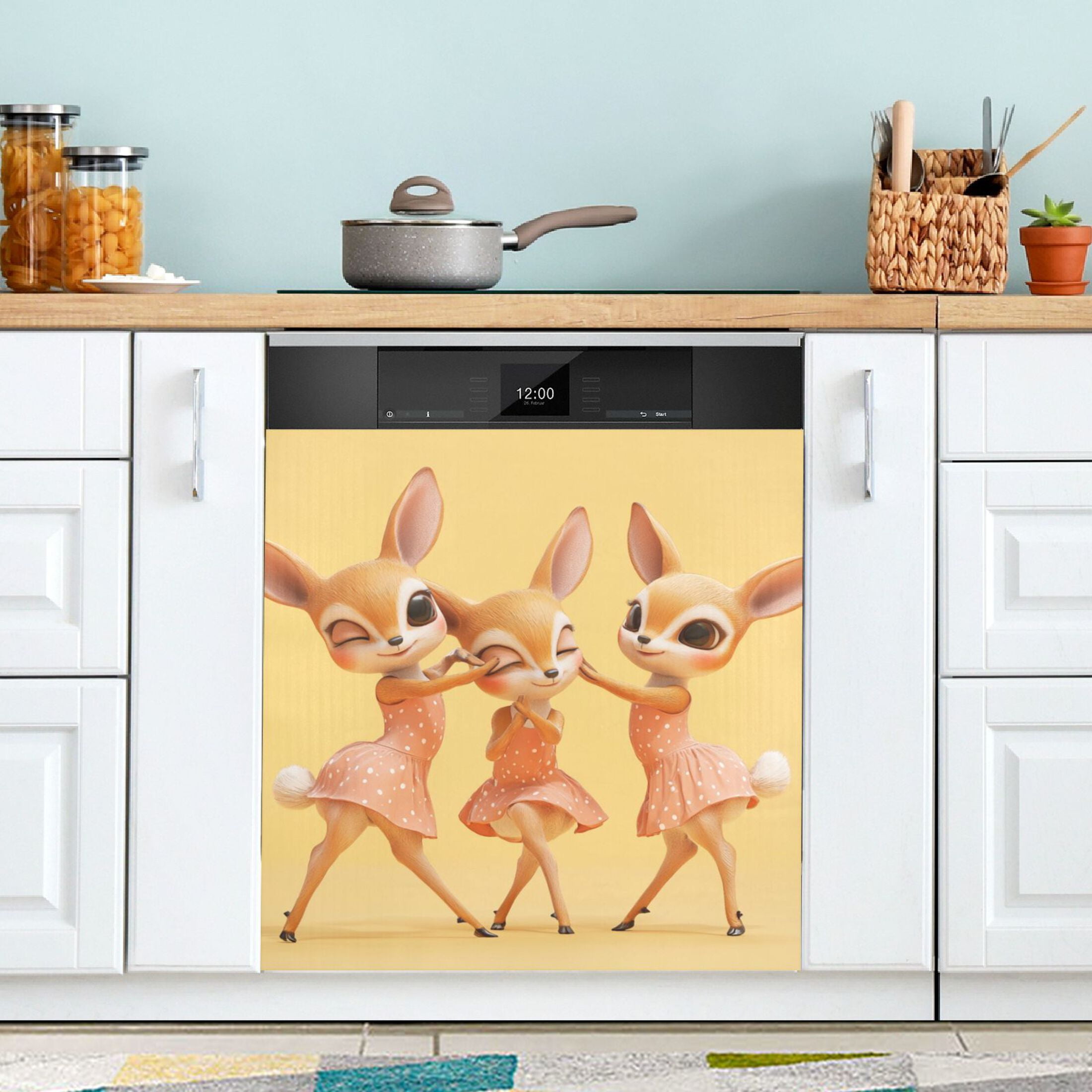 Cute Deer Dance Rhythmic Gymnastics Dishwasher Magnet Refrigerator ...
