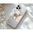 Cute Deer Pink White Stripe Girly Aesthetic Phone Case for iPhone 17 ...