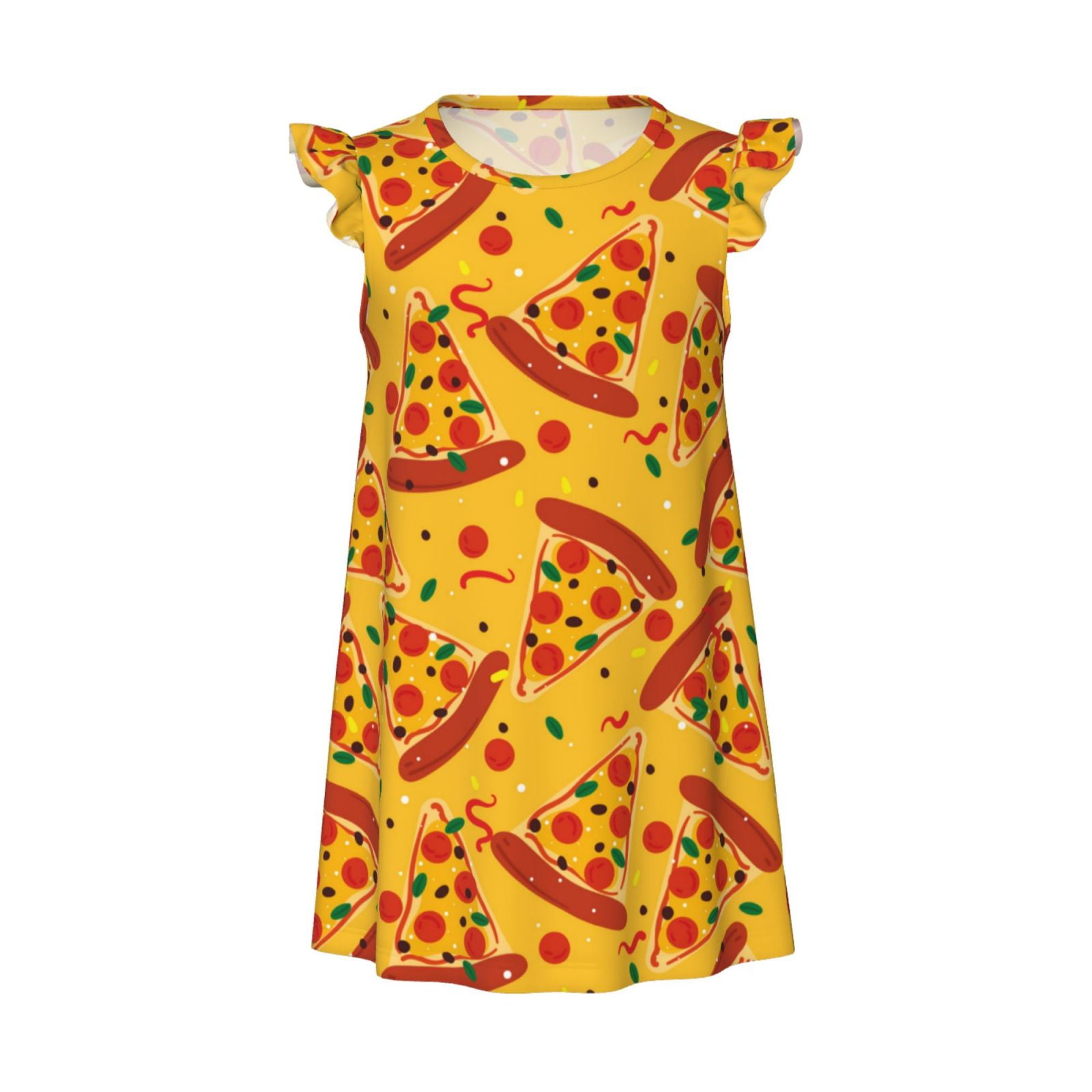 Cute Delicious Pizza Girls Nightgowns, Short Sleeves Princess Dress ...