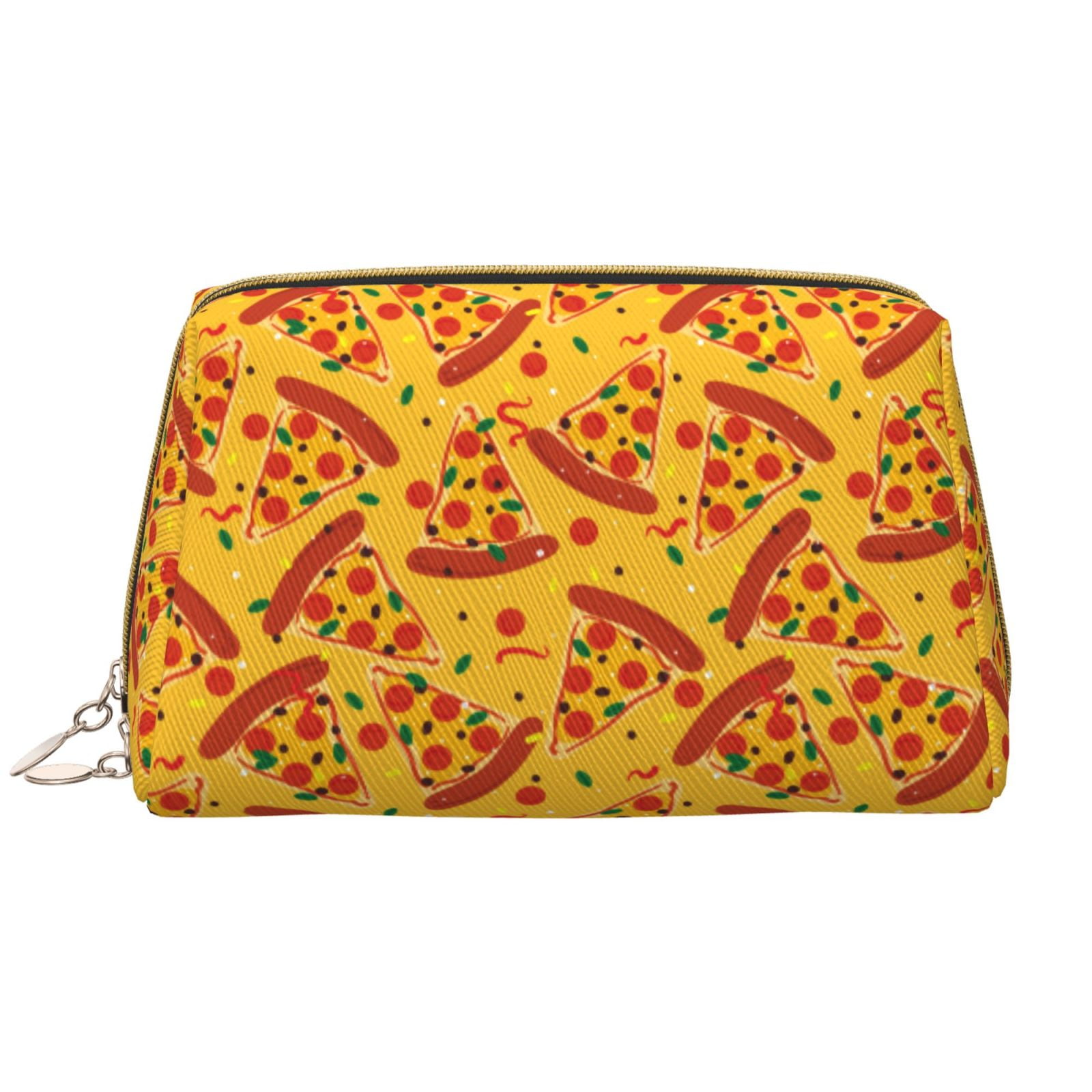 Cute Delicious Pizza Makeup Bag, Large Capacity Travel Cosmetic Bag for ...
