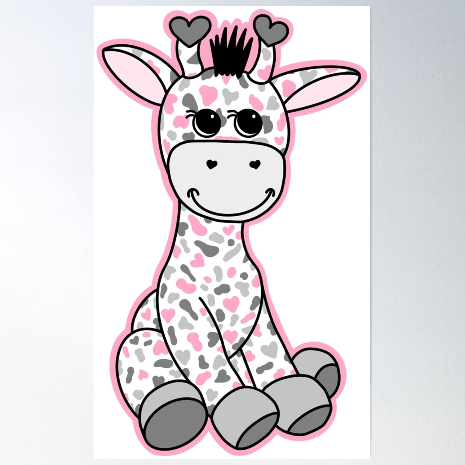 Cute Demigirl Pride Flag Giraffe Pink Gray White Poster Wall Art ...