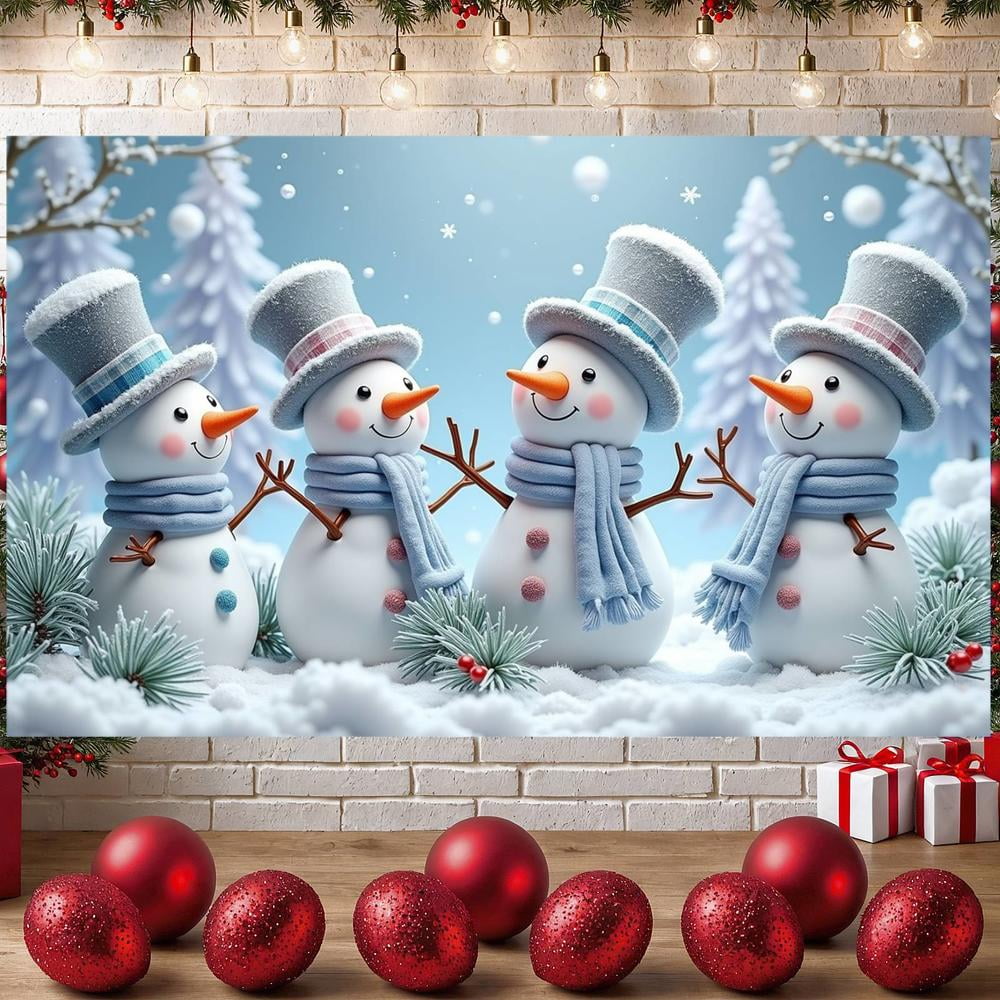Cute Design Snowman Banner Cartoon Snowman Winter Banner Winter Theme ...