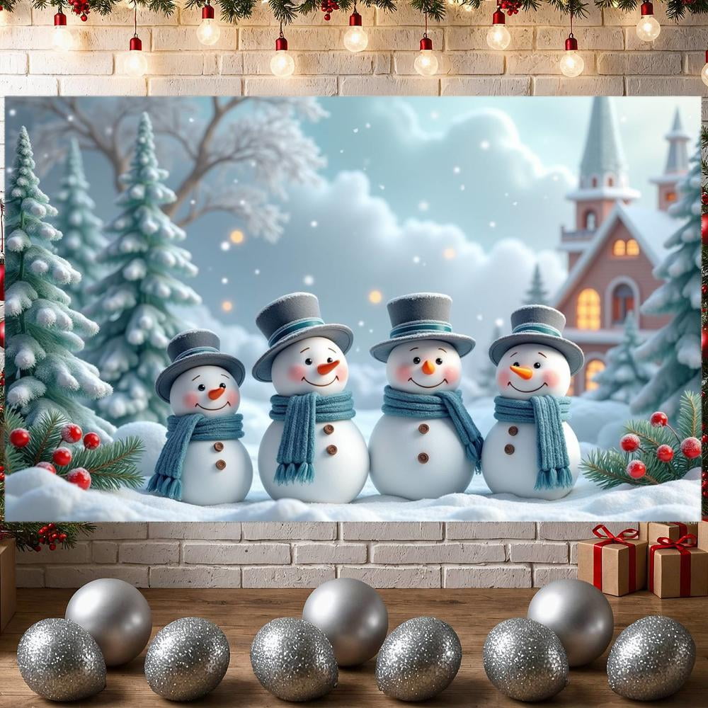 Cute Design Snowman Banner Cartoon Snowman Winter Banner Winter Theme ...