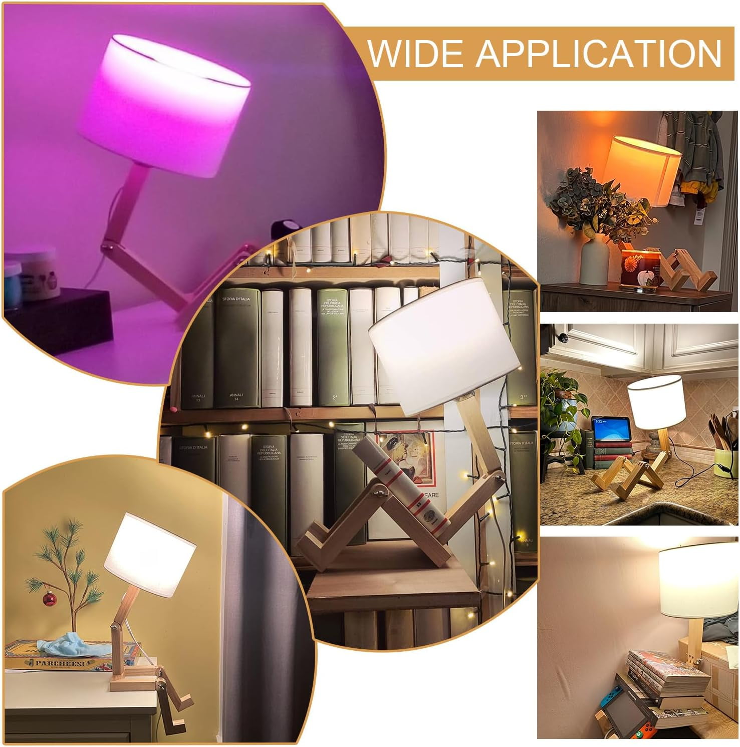 Cute Desk Lamp, Wooden Robot Table Lamp with Adjustable Shape for Home ...