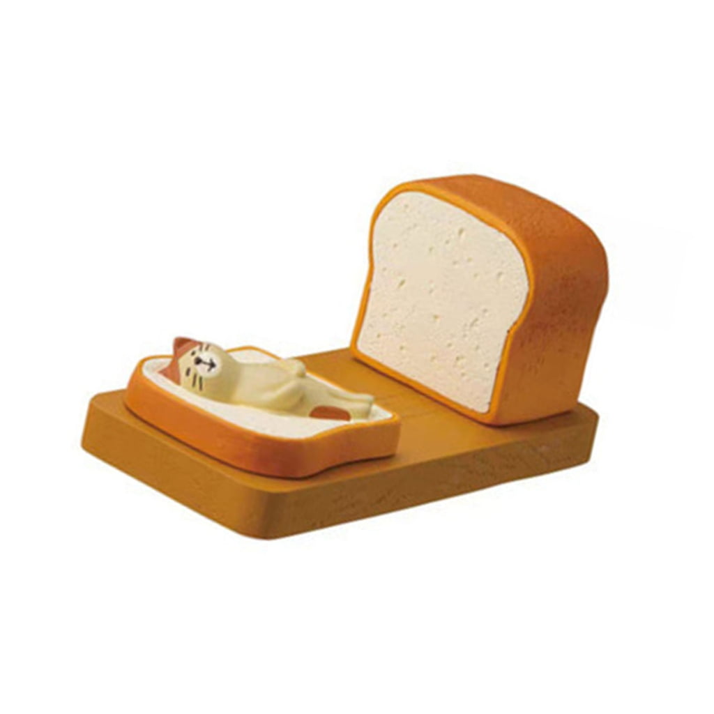 Cute Desktop Toast Bread Cats Figurine Phone Holder for Creative Decors ...