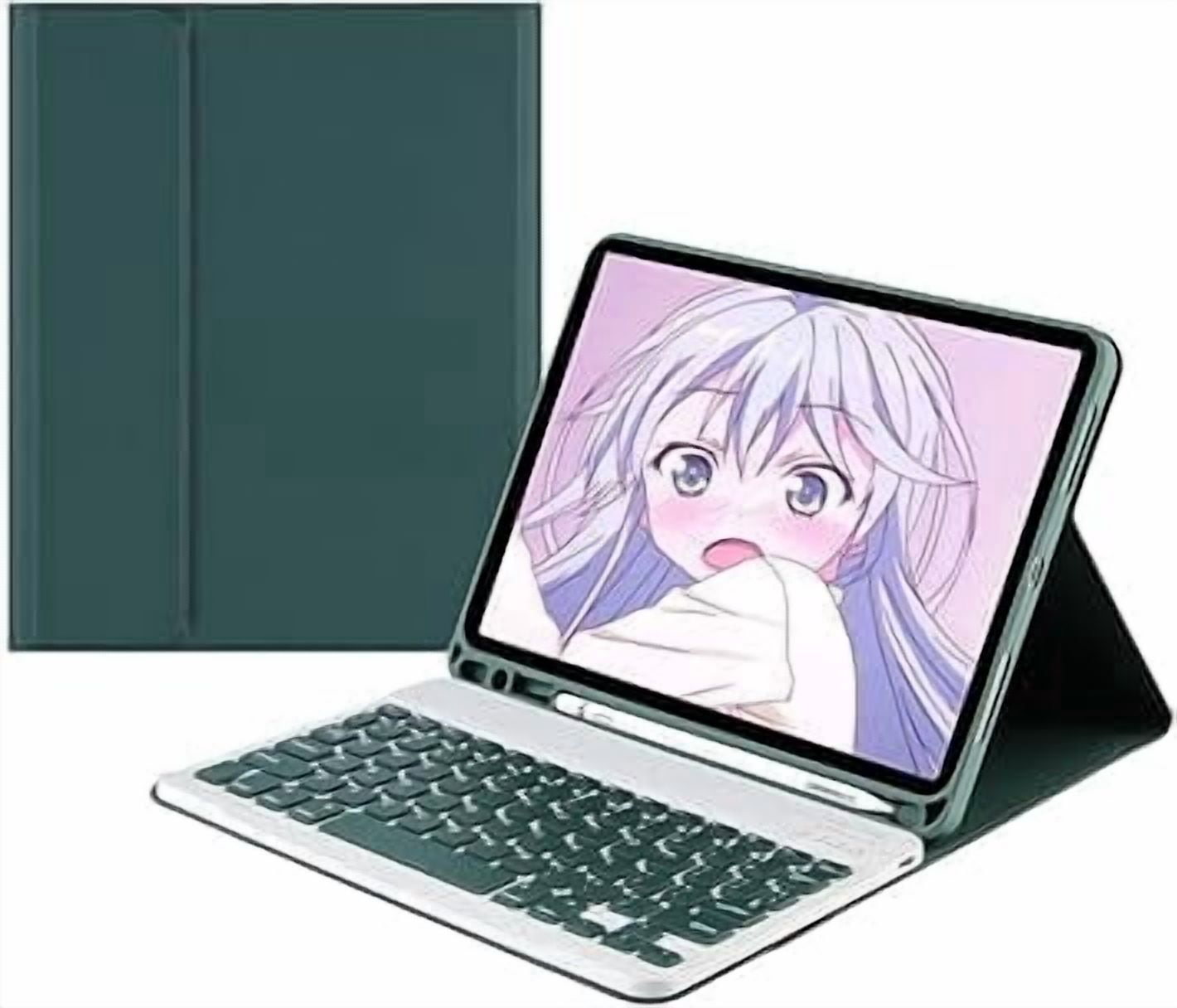 Cute Detachable Bluetooth Keyboard Case Dark Green for iPad Air 10.9/11 ...