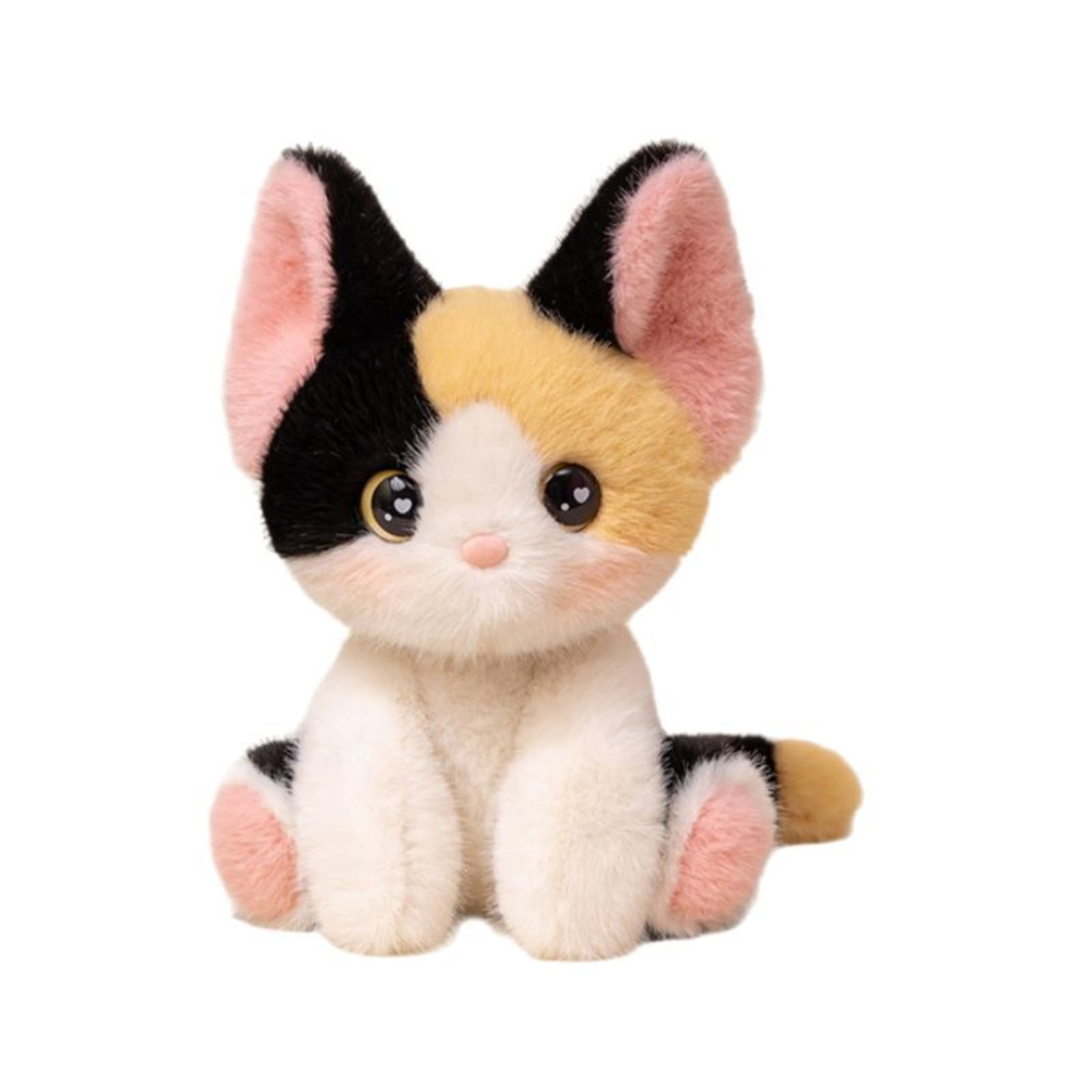 Cute Devon Cat Plush Toy, Tricolor White Black Siamese Cat Stuffed ...