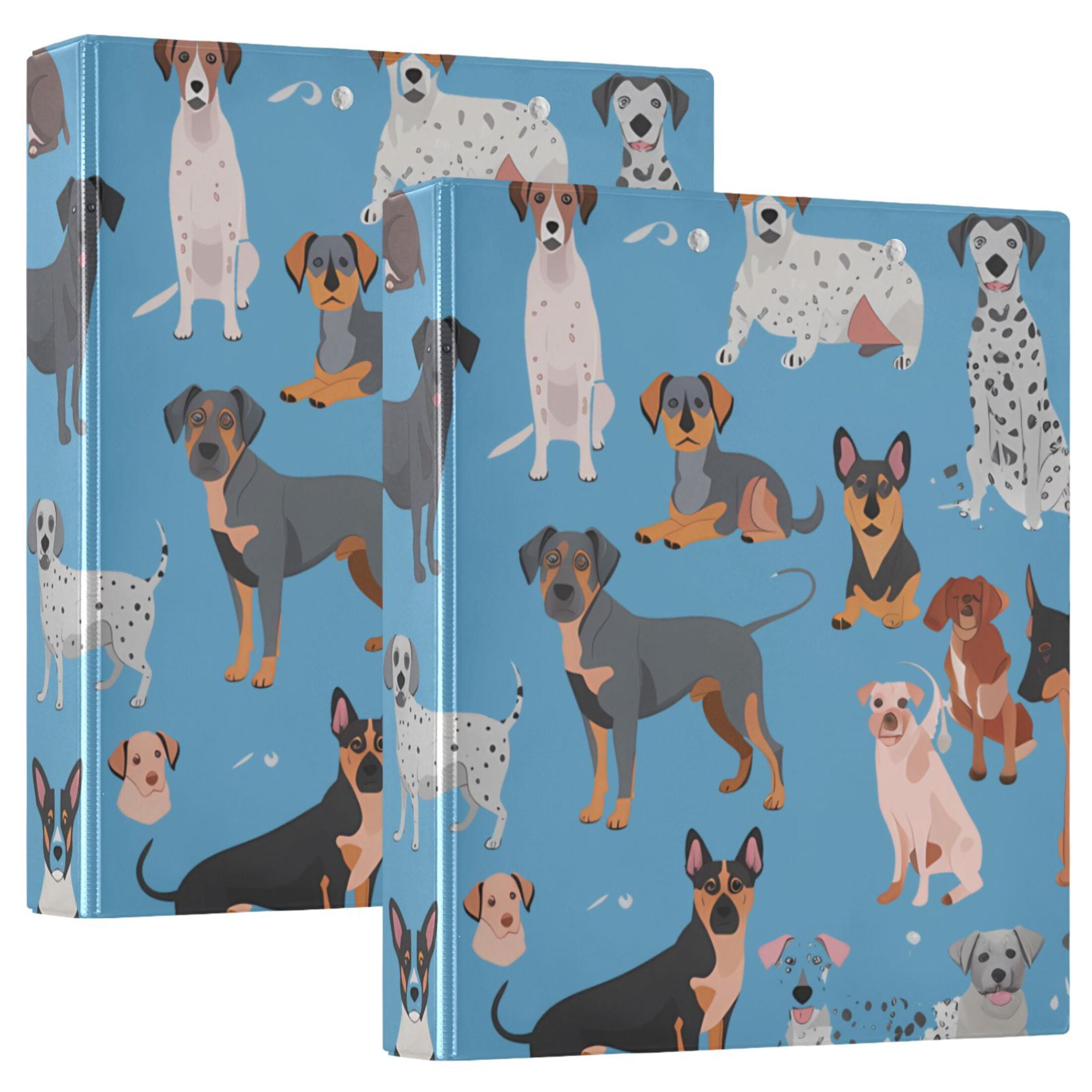 Cute Different Dogs on Blue Hardcover 3 Ring Binder 1.5 inch Round ...