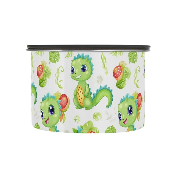 Cute Dino Baby Dinosaur Airtight Coffee Bean Canister 17oz Food Storage ...