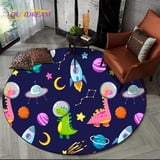 Cute Dino Dinosaur Space Children Cartoon Round Carpet Rug for Living ...
