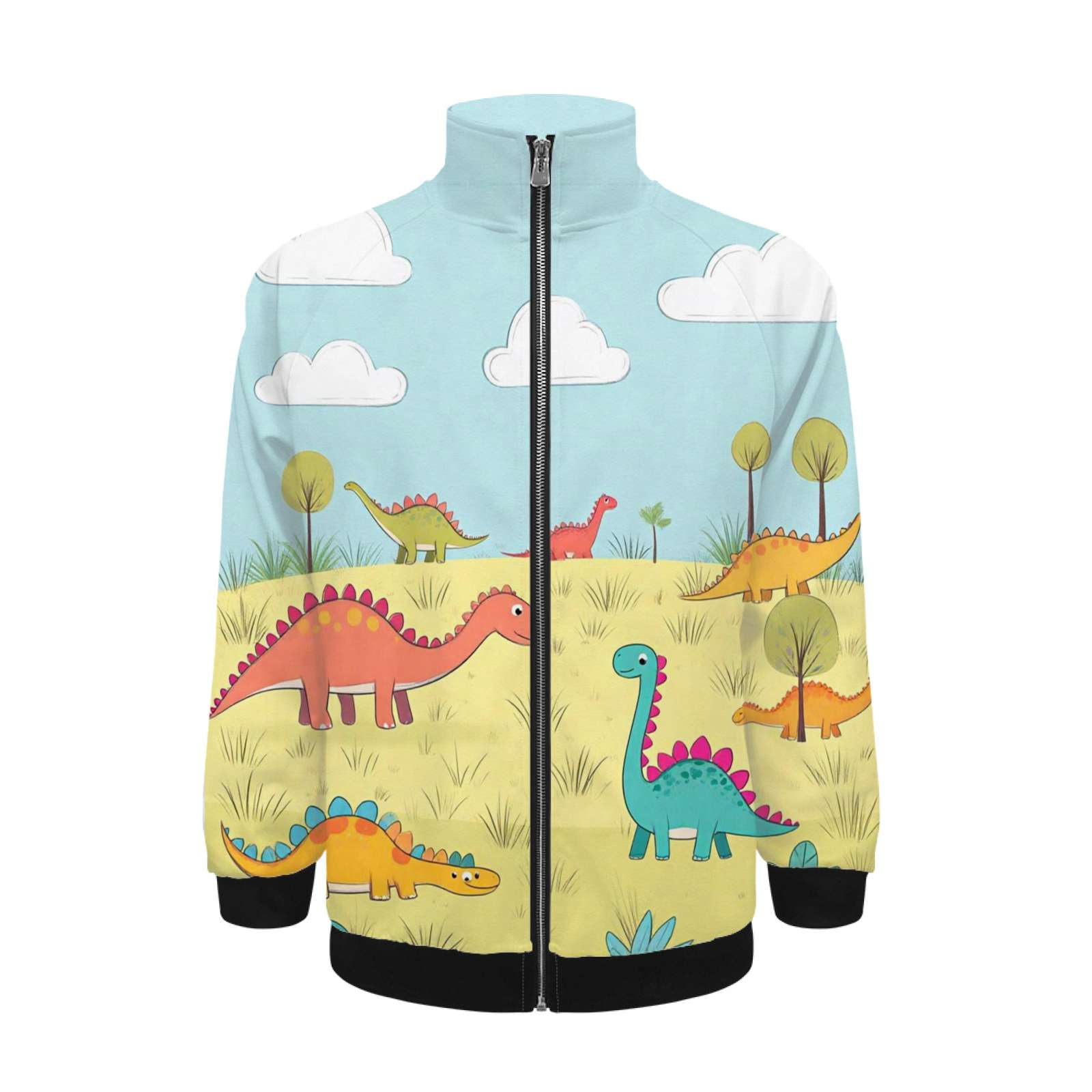 Cute Dinos In Pastel Landscape Jacket Men's Street Cool Long Sleeves ...