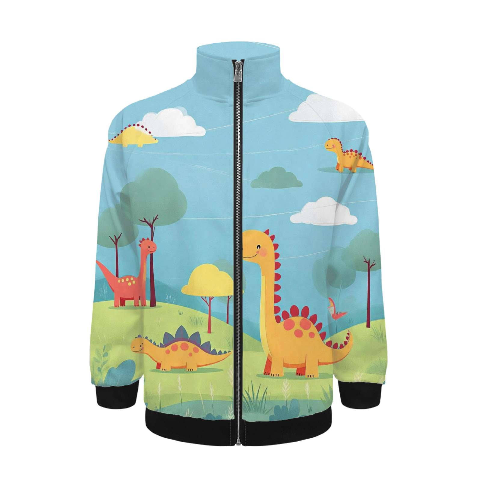 Cute Dinos In Pastel Landscape Jacket Men's Street Cool Long Sleeves ...