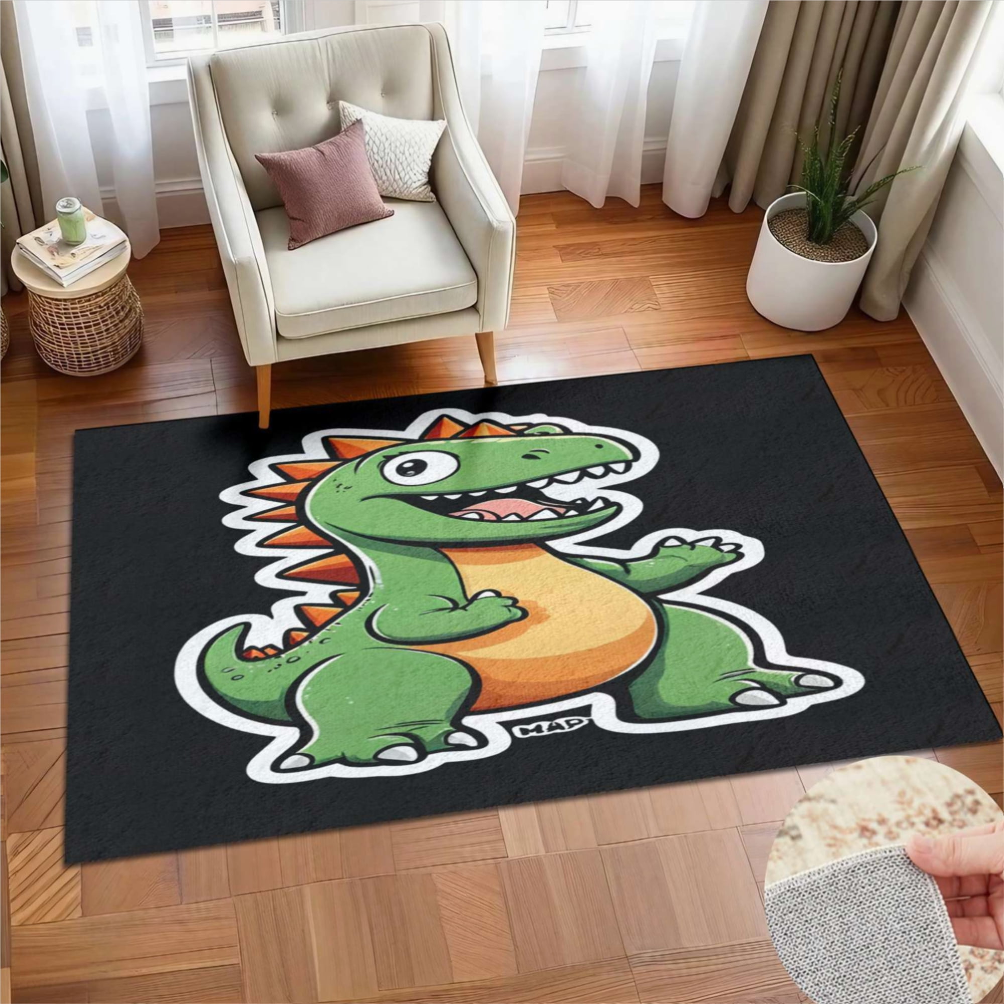 Cute Dinosaur Cartoon Soft Large Area Rugs Washable Rug With Non-Slip ...