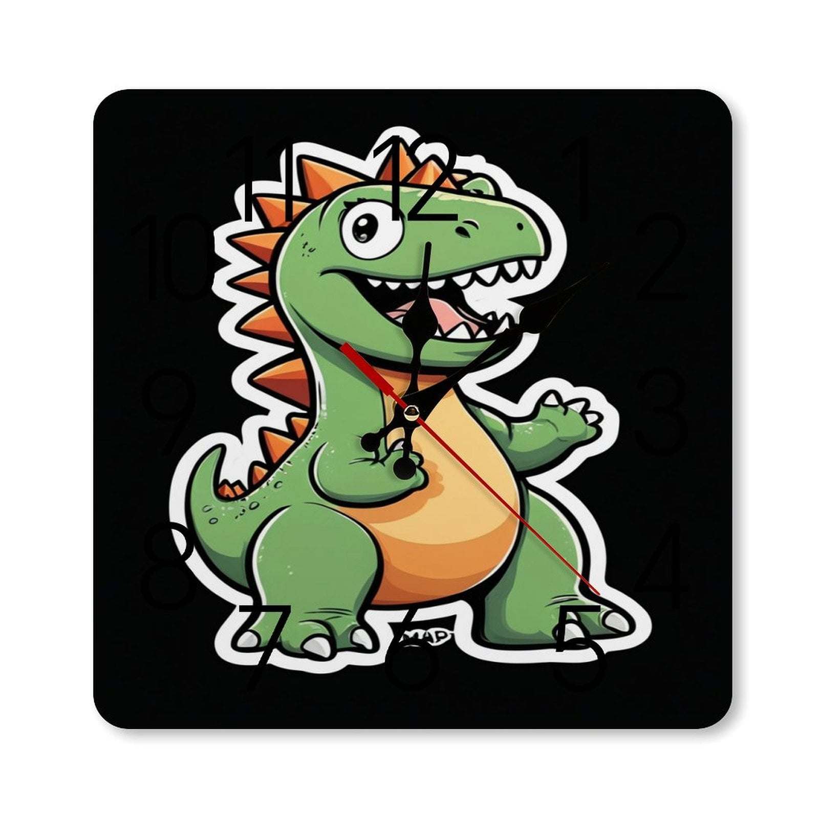 Cute Dinosaur Cartoon Wall Clock Silent Non-Ticking For Home Office ...